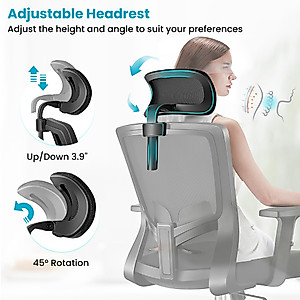 Brick Attic Office Chair Ergonomic Desk Chair High Back Computer Chair Swivel Mesh Task Chair with Adjustable Lumbar Support Armrests Headrest Black