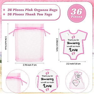 Wesiti 108 Pcs Baby Shower Favors 36 Heart Shaped Mirrors Keychain Thank You Tags 36 Organza Bags for Baby Shower