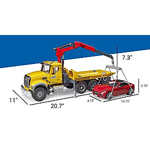 Bruder - Mack Granite Tow Truck with Bruder Roadster (02829) - For Ages (4) and Up - Compatible with bworld Figures