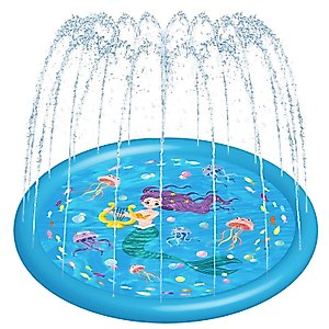 Hitop Kids Sprinklers for Outside, Splash Pad for Toddlers & Baby Pool 3-in-1 60" Water Toys Gifts for 1 2 3 4 5 Year Old Boys Girls Splash Play Mat