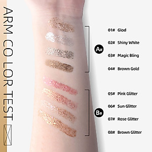 LAMUSELAND 4 Colors Liquid Glitter Eyeliner, Metallic Shimmer Diamond Mermaid Eyeshadow, Waterproof Long Lasting Sparkling Eye Liner Makeup Colorful Set for Women Girls (A)