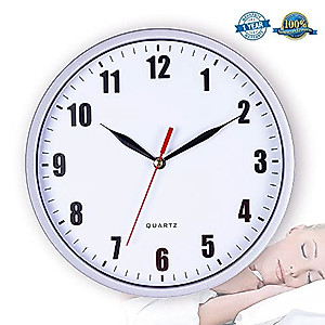 SAC SMARTEN ARTS 8" Silent Quartz Wall Clock Non-Ticking Digital Silver Wall Clocks