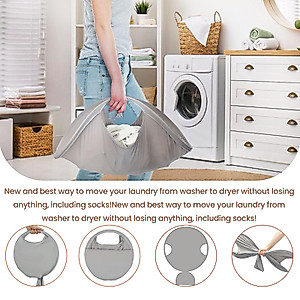 ZIMUHENAI 26" Collapsible Laundry Basket, Larger Popup Laundry Basket for Dryer, Portable Laundry Hamper for Clothes Storage and Easy to Use(Grey)