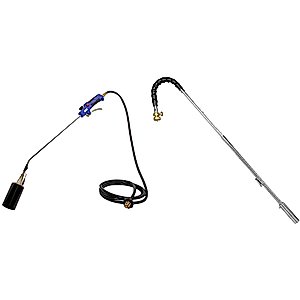 Flame King Propane Torch Kit Heavy Duty Weed Burner, 340,000 BTU (Self Igniting) + Flame King YSNPQ810CGA Propane Torch Weed Burner with Integrated Lighter