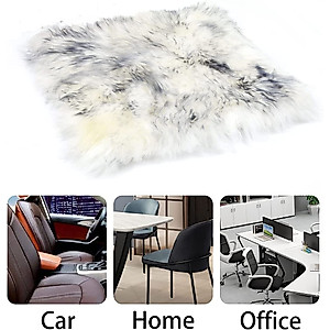 OKAYDA Genuine Australian Sheepskin Chair Cushion Seat Pad Fluffy Chair Cover for Kitchen, Office, Chair (graytips)