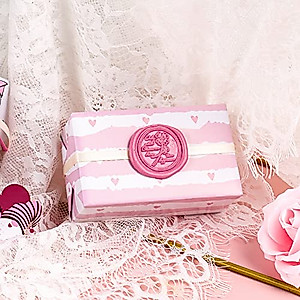 BIOBROWN Wrapping Paper Sheet - Pink with Gnome Design for Valentine's Day - Folded Flat - 19.6 inch X 27.5 inch per Sheet, Total of 12 Sheet