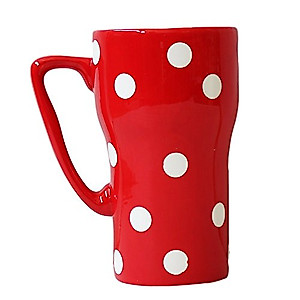 NEW COLORFUL POLKA DOTS Ceramic Travel Mug, 1-PIECE**YOUR CHOICE OF COLOR** By ACK (RED)