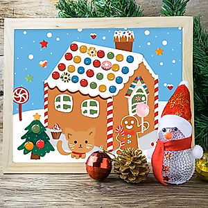 Make a Gingerbread House Stickers-30Pcs DIY Make Your Own Gingerbread House Stickers Christmas Crafts for Kids Toddlers Christmas Activities Party Game Treats Goodie Bag -15 Finished Products