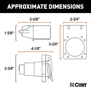 CURT 58152 Vehicle-Side and Trailer-Side 7-Pin RV Blade Wiring Harness Connectors