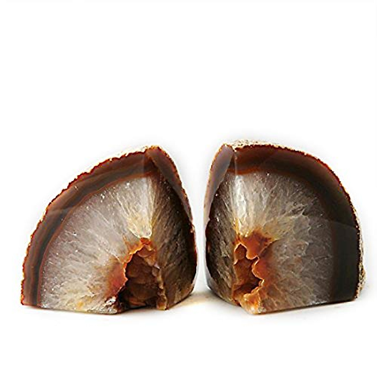 JIC Gem Natural Agate Book Ends Geode Bookends Decorative Book Ends for Shelves with Rubber Bumpers for Décor Small Size(1 Pair, 2-3 LBS)