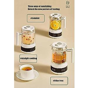 350Ml High Borosilicate Glass Health Pot Electric Kettle Flower Teapot Temperature Control ​Kettle Hot Tea Machines Appointment and Dry Boil Protection Household Multifunctional A,350Ml