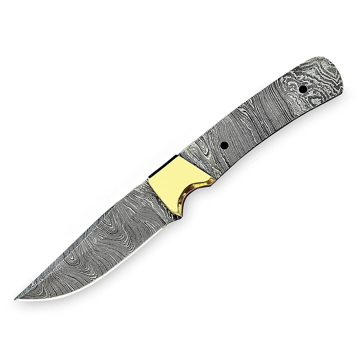 Custom Handmade Damascus Steel Blank Blade for Knife Making With Brass Bolster Model HB 02