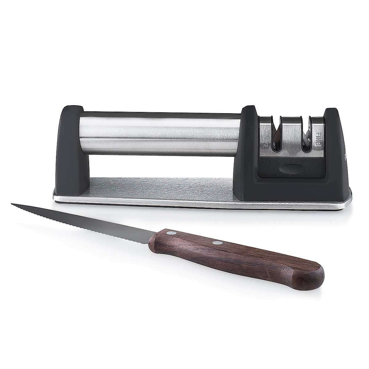 Gourmia GSH9720 Knife Sharpener 2 Stage Portable Honing Stone With Coarse & Extra Fine Sharpening Features Built in Handle