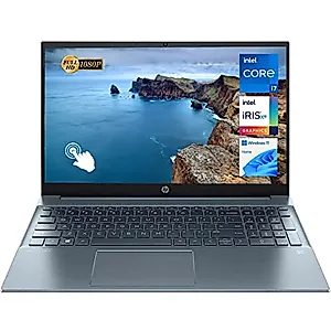 Newest HP Pavilion Laptop, 15.6" Full HD Touchscreen, Intel Core i7-1255U Processor, 64GB RAM, 2TB SSD, Backlit Keyboard, Wi-Fi 6, HDMI, Webcam, Windows 11 Home, Blue