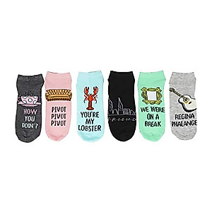 Hyp Friends Television Series Juniors/Womens 6 Pack Ankle Socks