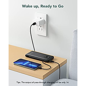 Charmast Portable Charger with Built-in Cables, 10000mah Power Bank, 5 Output Ultra Slim LED Display, Built-in AC Plug, USB C & Micro, Three Cables Integrated Battery Pack for iPhone Samsung iPad