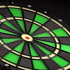 Franklin Sports Light Up Electronic Dart Board Set - LED Soft Tip Electric Dartboard with Digital Scoreboard - Adults + Kids Set - (6) Darts Included, Black/Green, 15"