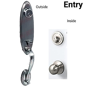 NU-SET Madrid Series Basic Satin Chrome Nickel Front Entry and Dummy Handleset for Double Doors