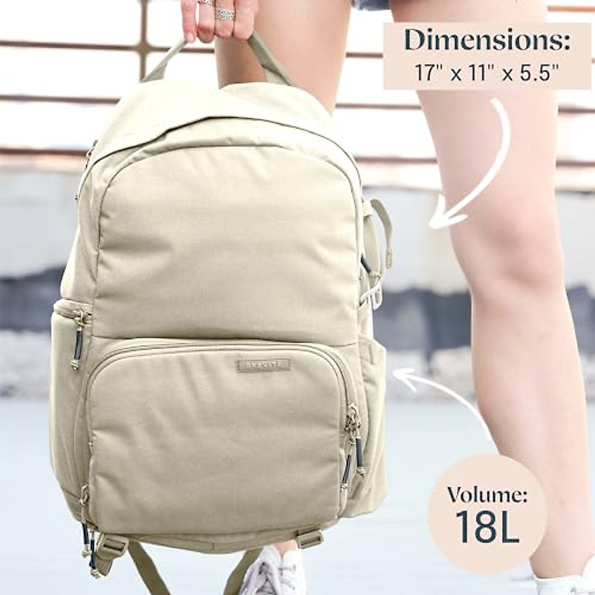 BREVITE - The Jumper - Compact Camera Backpacks for Photographers - A Minimalist & Travel-friendly Photography Backpack Compatible With Both Laptop & DSLR Accessories 18L (Boulder Tan)