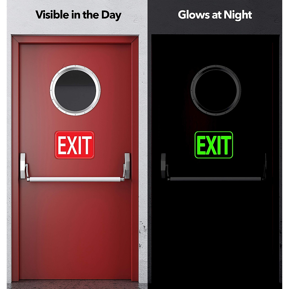Aluminum Photoluminescent EXIT Sign | Glows for Up to 10 Hours | Ultra Reflective and Well Lit - Emergency Light (Stickers Decals)