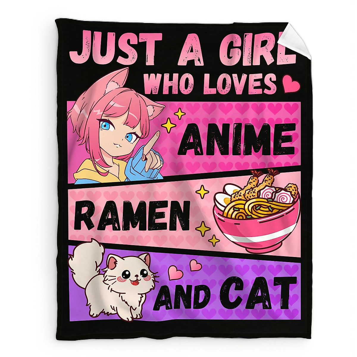 Girls Blanket Gifts - 40x50 Inches Cute Throw Blanket for Kids Teens - Soft Flannel Throws for Casual - Black Blankets for Couch Sofa Travel