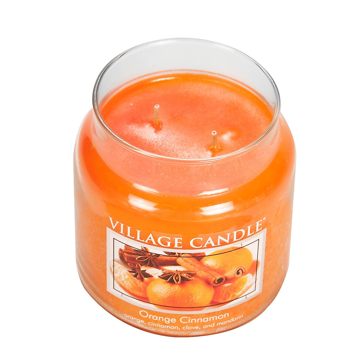 Village Candle Orange Cinnamon 16 oz Glass Jar Scented Candle, Medium
