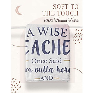 InnoBeta Teacher Retirement Gifts for Women, Bed Flannel Plush Blankets (50"x 65") - A Wise Teacher
