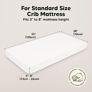 2-Pack Crib Sheets for Boys, Girls - Viscose Derived from Bamboo Fitted Crib Sheet, Baby Crib Sheets Neutral, Crib Mattress Sheet, Toddler Bed Sheets, Baby Sheets for Crib Fitted Sheets (Soft White)