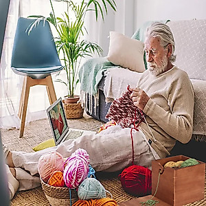 Bamboo Yarn Storage Bowl with Carved Hole, Yarn ball Storage Box Knitting Bowl with Removable Lid,Covered Crochet Yarn Dispenser for Knitting