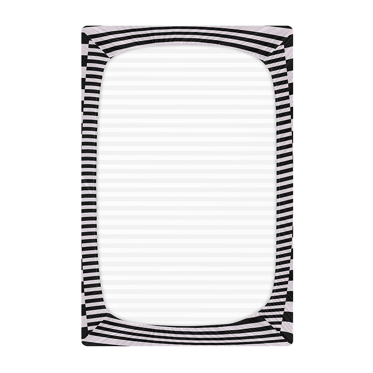 Kigai Black & White Stripe Crib Sheets for Boys Girls, Soft and Breathable Pack n Play Sheets, Portable Mini Stretchy Cribs Sheets, 39x27 Inch