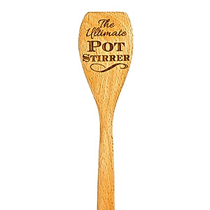 Ultimate Pot Stirrer Wooden Spoon, Sturdy Wooden Cooking Utensil, Funny Stirring The Pot Gag Gift For Mom, Dad, Grandma, Grandpa, Personalized Engraved Gift, Stir the Pot, Wooden Cooking Spoon
