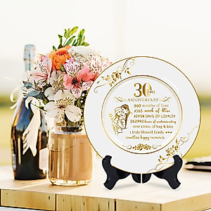 SHUNNIUB 30th Anniversary Plate, Meaningful Pearl Anniversary Wedding Gifts for Couple Parents to Celebrate 30th Wedding Anniversary, 9" x 9"