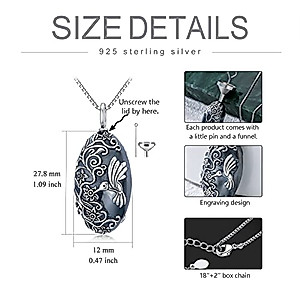 TOUPOP Hummingbird Urn Necklace for Ashes for Women 925 Sterling Silver Cremation Jewelry for Ashes for Men Cremation Keepsakes Pendant Memorial Necklace for Ashes of Loved One w/Funnel Filler