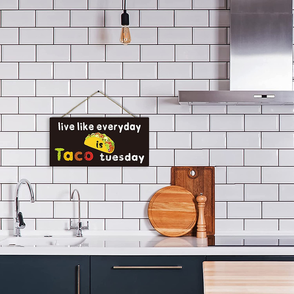 Taco Tuesday Sign - Live Like Everyday is Taco Tuesday - Tacos Themed Gifts Taco Bar Decorations Wood Sign 10x5 inch