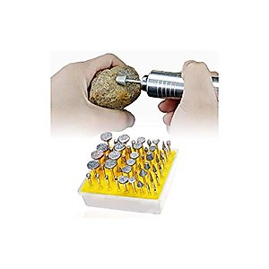CNQLIS 50 Pcs 1/8 Inch Diamond Burr Set Coated Grinding Stone Carving Bits, Diamond Drill Bits Compatible with Dremel Rotary Tools for Jewelry Glass Gems Ceramic Stones Polishing