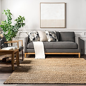 nuLOOM Hailey Hand Woven Jute Accent Rug, 2' x 3', Natural, Rectangular, 0.75" Thick