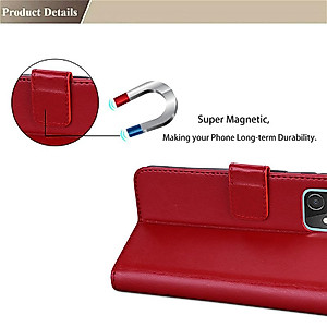 lefeda Case for iPhone 15Pro Max/15 Pro/15 Plus/15, Flip Leather Rose Flower Embossed Wallet Cover, Magnetic Closure Case with Card Slots,Red,15 Pro Max