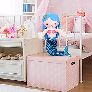 Cabilock 20 Blue Mermaid Stuffed Animal - Cute Soft Hugging Mermaid Plushies Pillow Toys Kawaii Birthday Present for Adults Kids Boys Girls