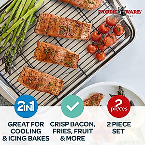 Nordic Ware Extra Large Oven Crisping Baking Tray with Rack (Silver) and Nordic Ware Oven Crisp Baking Tray (Natural)