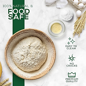 9 Inch HomeGenics Proofing Basket - With Scraper, Cloth Bag, and Recipe Book, Smooth and Splinter-Free Finish Bread Basket, Handcrafted, For Bread Making Tools Supplies