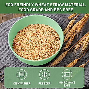 18 Pcs Unbreakable Cereal Bowls 24 Oz Microwave and Dishwasher Safe Wheat Straw Fiber Lightweight Bowl Soup Bowls Microwavable Kitchen Bowls for Serving Salad Rice Pasta (Green)