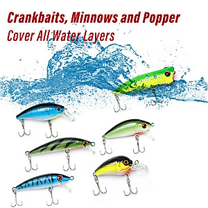 Dr.Fish 60 Pieces Fishing Lures Kit, 5 Tackle Box with Tackle Included, Fishing Spinner Lure Set Rooster Tail Lures Kits Trout Lures Freshwater Crappie Bass Walleye Bait Assorted