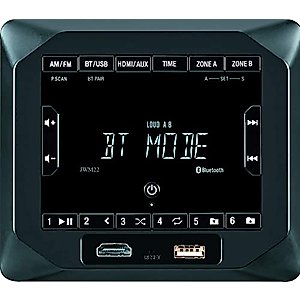 Jensen JWM22 2-Speaker Zones AM/FM|BT|HDMI|AUX Cube Wall Mount Stereo, Speaker Output 4X 6 Watt, 30 Station Presets (18FM/12AM), Receives Bluetooth Audio (A2DP) and Controls (AVRCP) from Devices