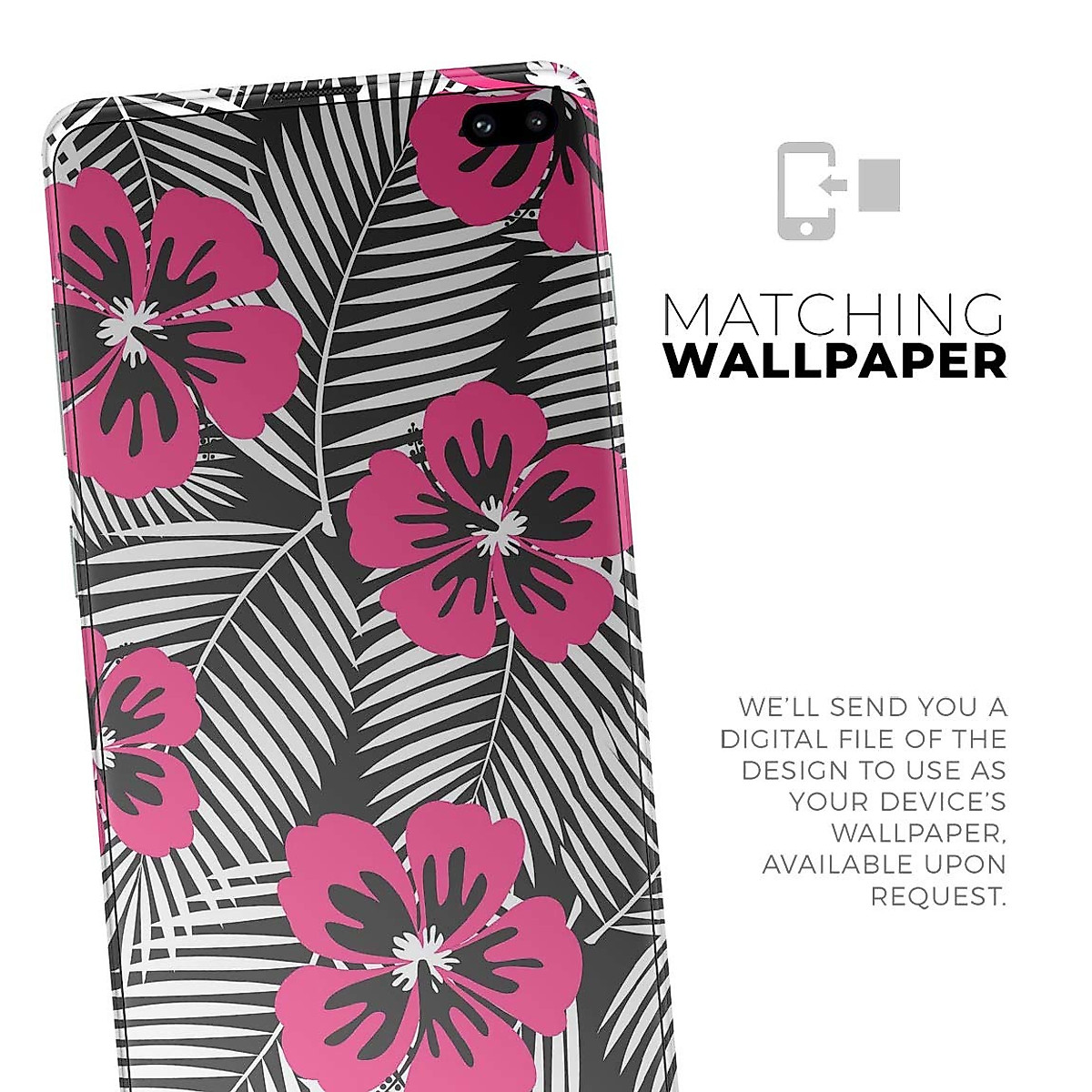 DesignSkinz Tropical Summer Hot Pink Floral Protective Vinyl Decal Wrap Skin Cover Compatible with The Samsung Galaxy S20 (Screen Trim & Back Glass Skin)