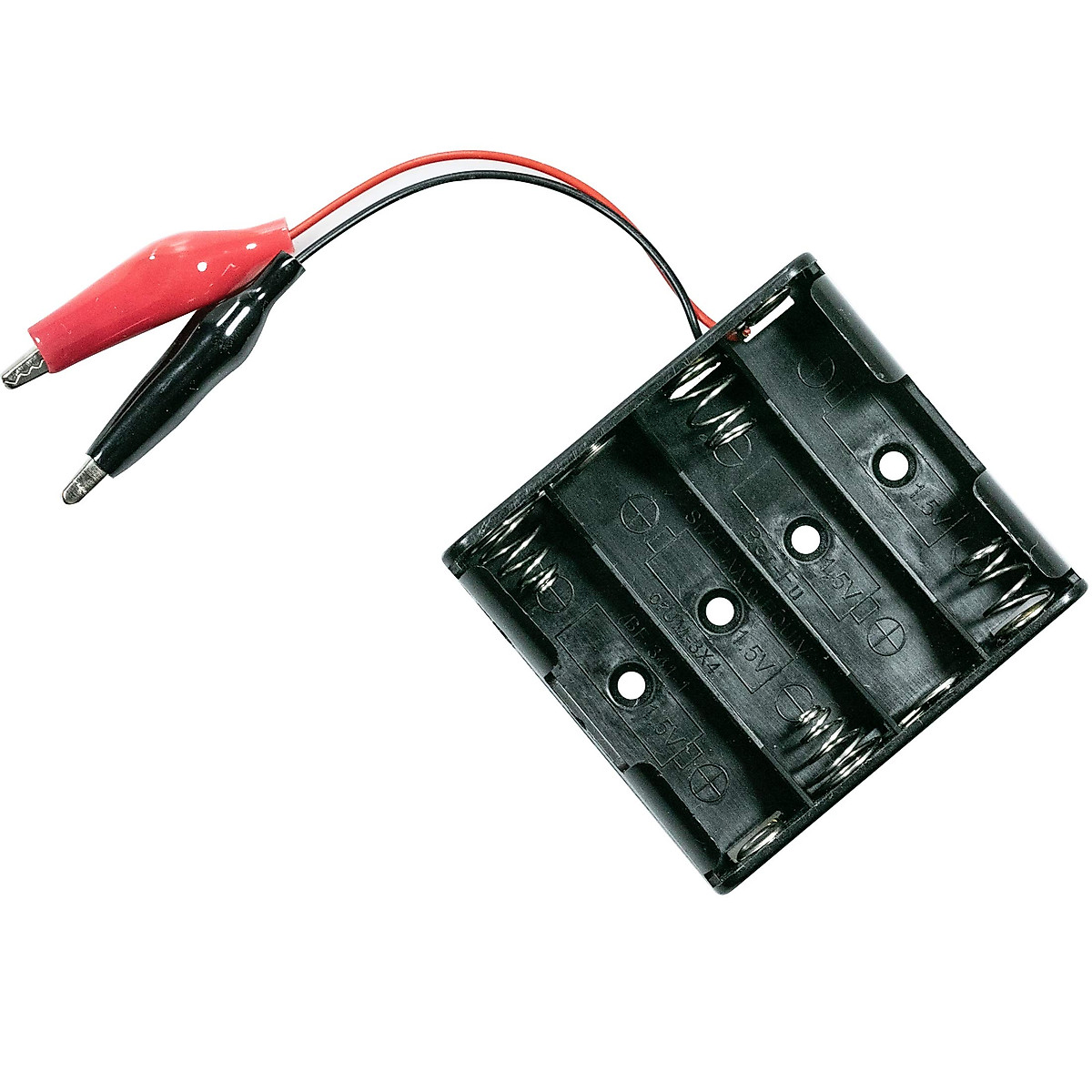 risingsaplings 4 Slots 4X 1x4 1.5V Total: 6V AA Battery Holder Box with Alligator Clip Easy to use (Pack of 2)