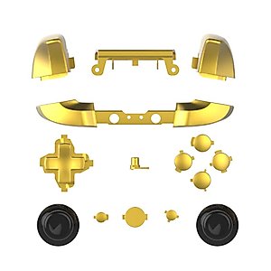 Chrome Color ABXY Dpad Triggers Full Buttons Set Mod Kits for Xbox One Slim / Xbox one S Controller with Screwdriver (Torx T6 T8) Set (Chrome Gold)