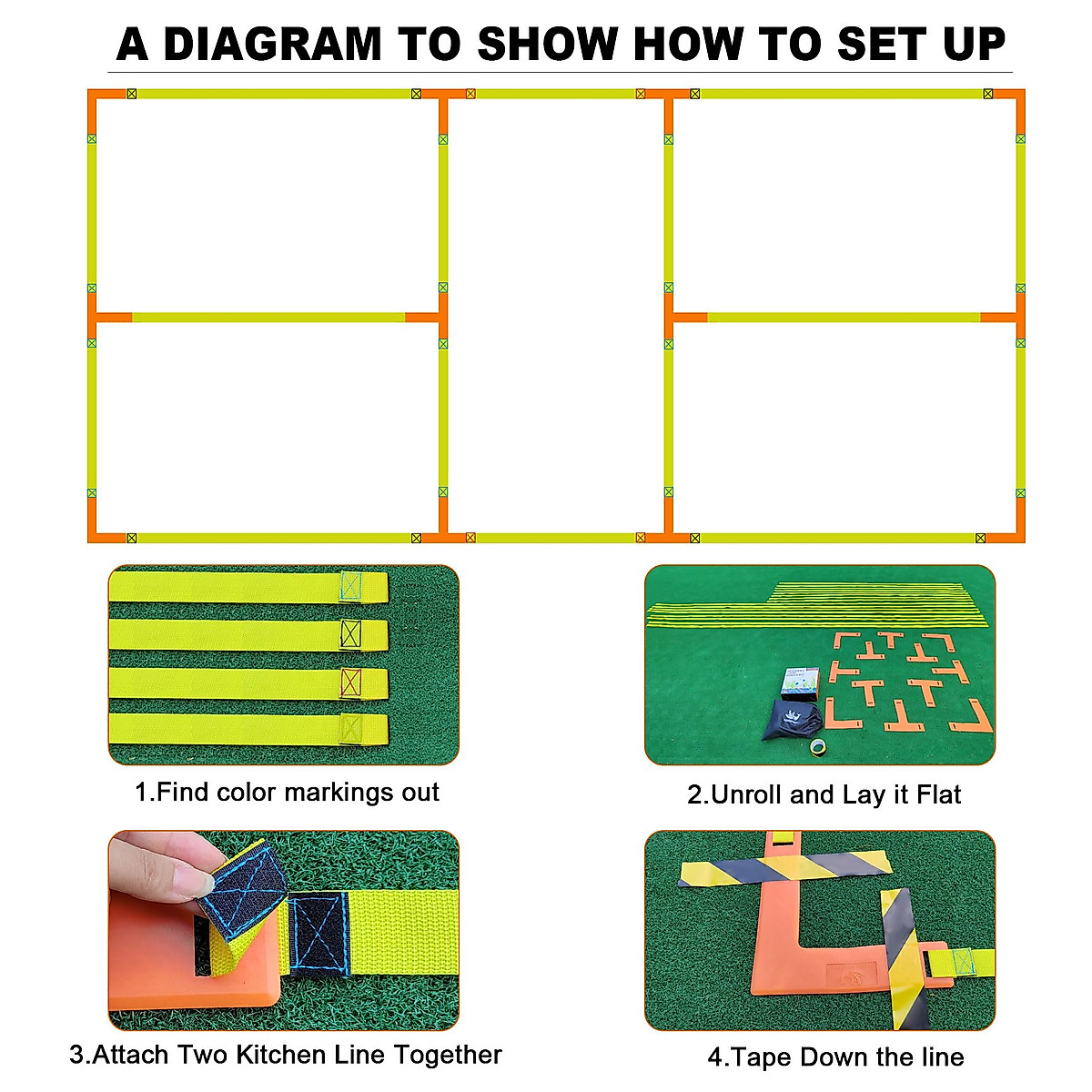 Hoverphenix Pickle Ball Court Marking Kit, Portable Temporary Pickle Ball Lines Come with Gift Box, Tape and Storage Bag for Outdoor or Indoor Court, No Measuring Needed