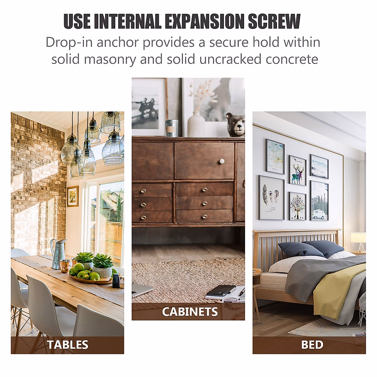 100 Pcs Screw Expansion Sleeve Bolt Concrete Anchor Drop in Assisted Pegs Wall Expansion Anchors Carbon Steel Anchor Drop-in Anchor