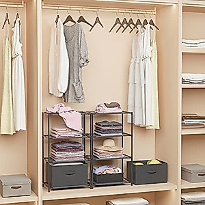Iwaiting Outdoor 4 Tier Closet Organizers and Storage, Clothes Storage Organizer with 1 Drawer, Practical Storage Shelves for Storing Clothes, Bag and Other Items (Grey)