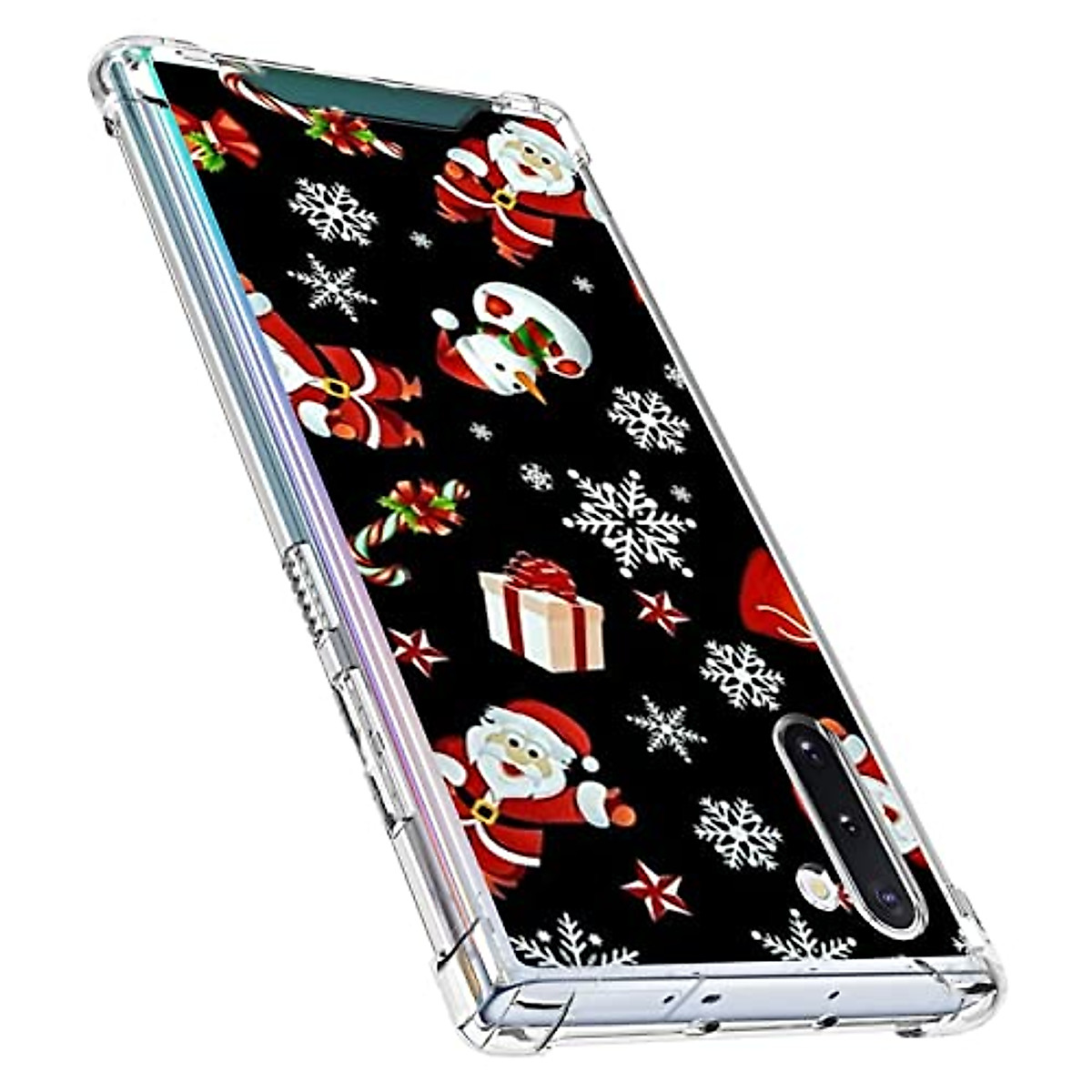 Edaobibuxk Fit for Samsung Galaxy Note 10 Phone Case Santa Snowman Gift Transparent Framework Case TPU Slim Bumper Clear Case